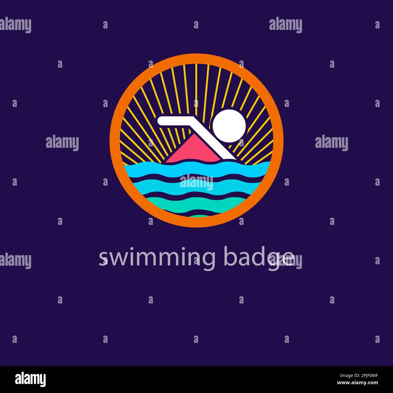 Unique swimming badge logo. Modern design color transitions. floating ...