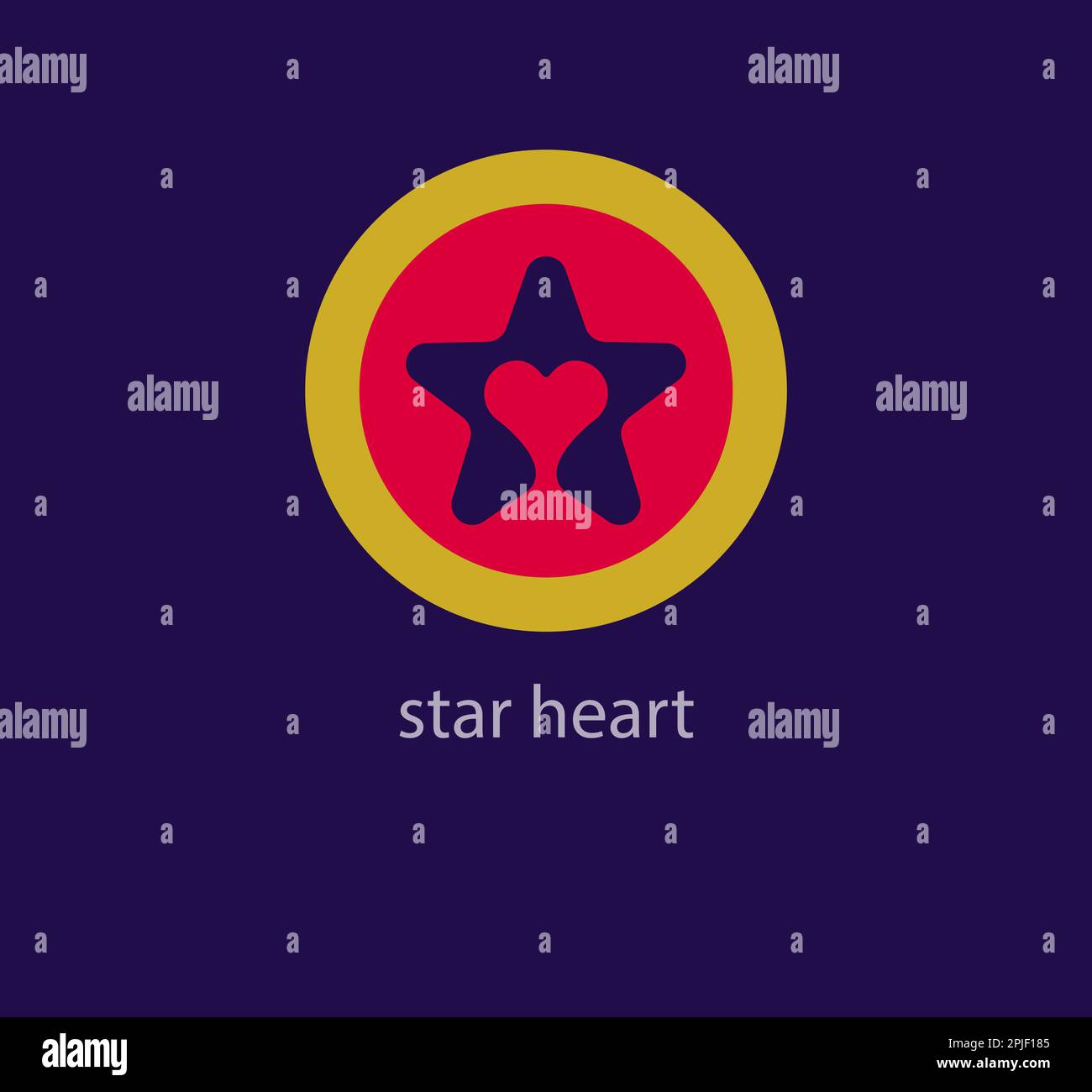 Heart logo inside modern star. Unique color transitions. Round label ...