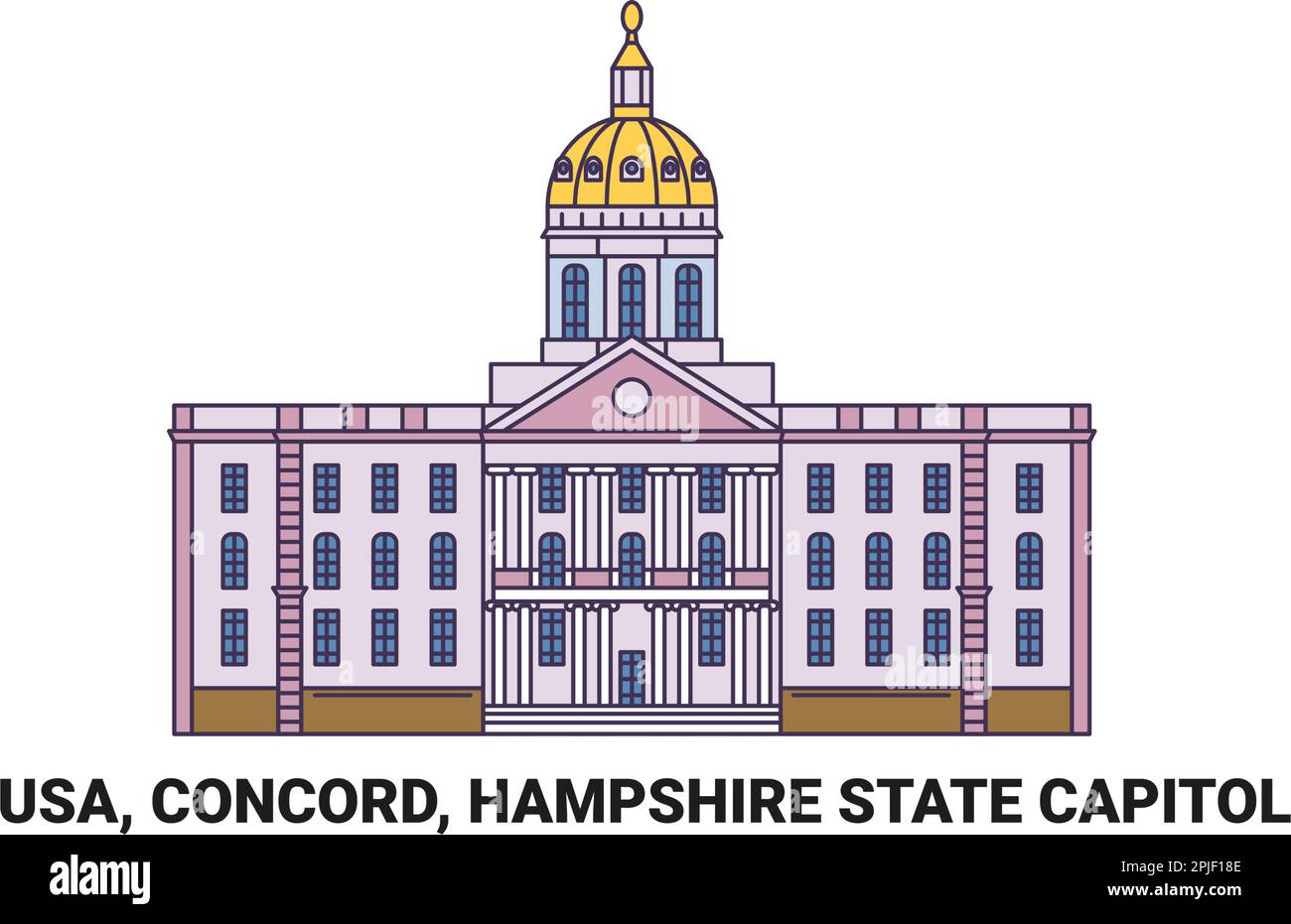 Usa, Concord, Hampshire State Capitol, travel landmark vector ...