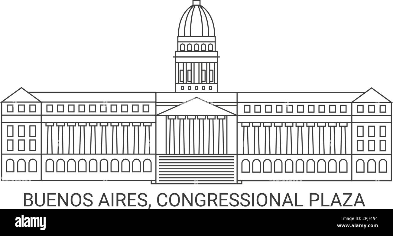Argentina, Buenos Aires, Congressional Plaza, travel landmark vector illustration Stock Vector ...