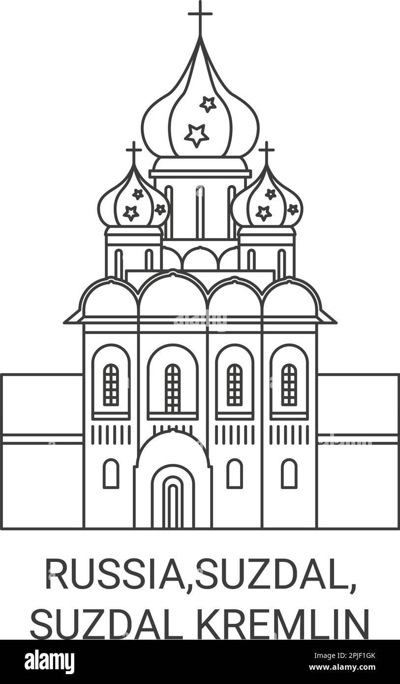 Russia,Suzdal, Suzdal Kremlin travel landmark vector illustration Stock ...