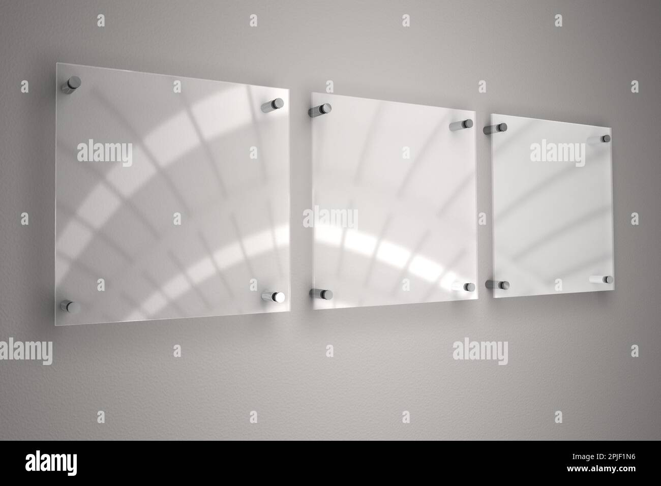 Sleek and Professional: Plexiglass Name Plates on Grey Background Stock ...