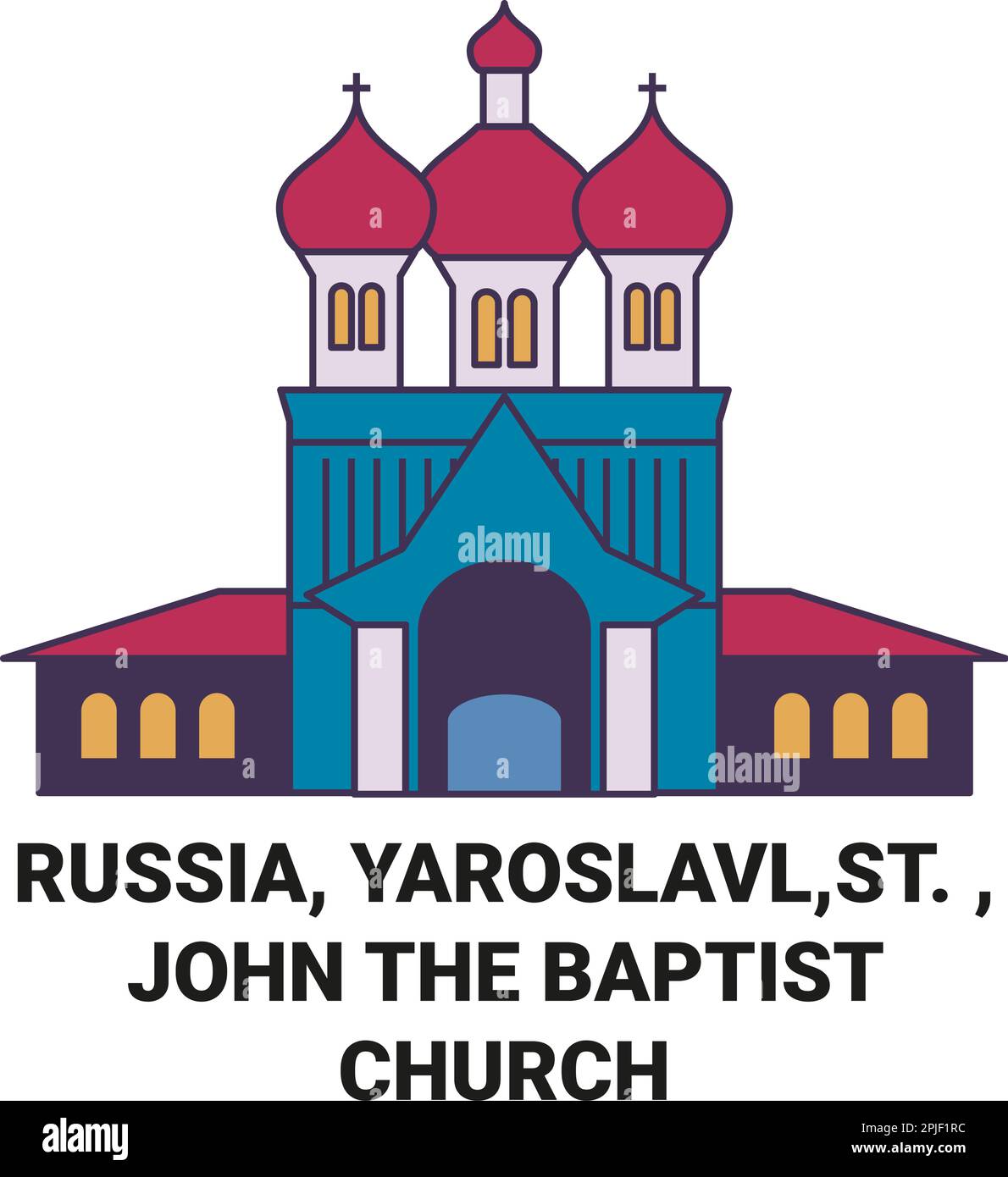 Russia, Yaroslavl,St. , John The Baptist Church travel landmark vector ...