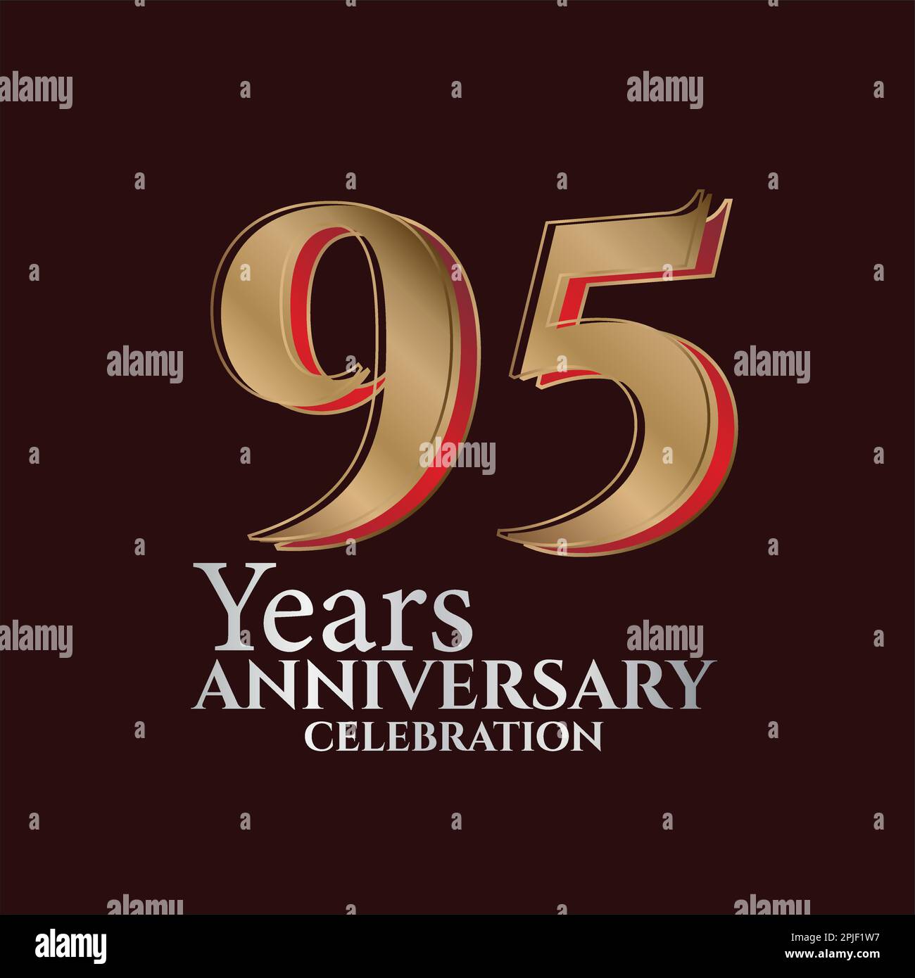 95th Years Anniversary Logo Gold and red Colour isolated on elegant ...