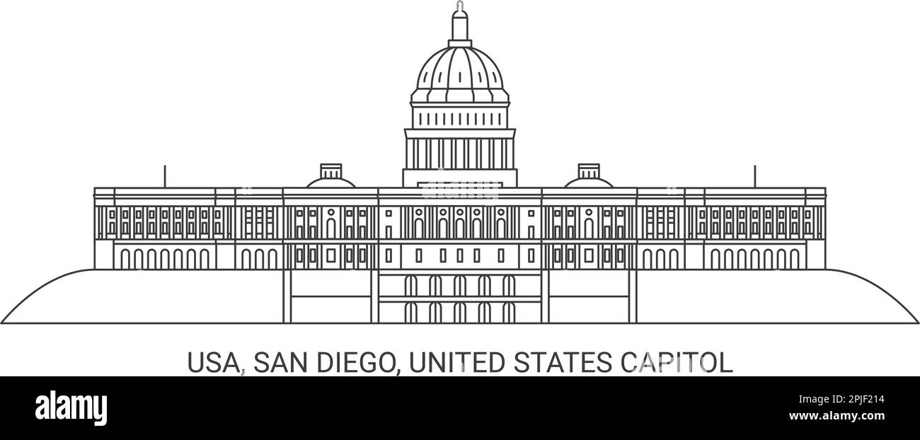 Usa, San Diego, United States Capitol, travel landmark vector ...