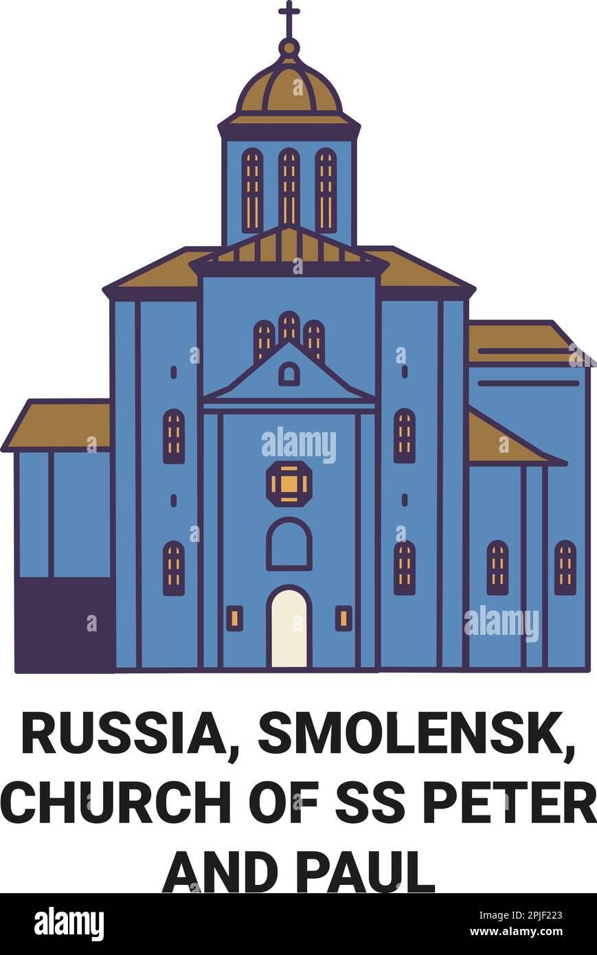 Russia, Smolensk, Church Of Ss Peter And Paul travel landmark vector illustration Stock Vector ...