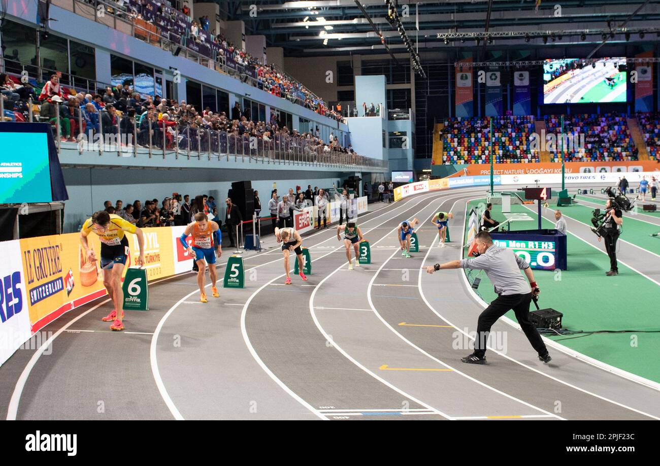 Men’s 1500m heats at the European Indoor Athletics Championships at ...
