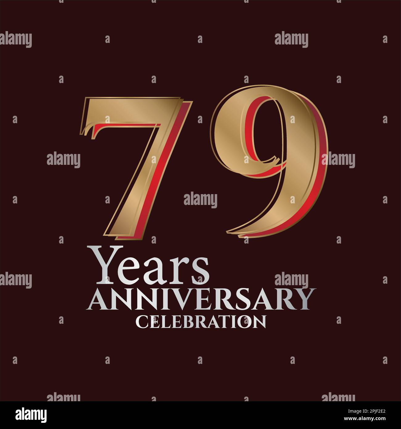 79th Years Anniversary Logo Gold and red Colour isolated on elegant ...