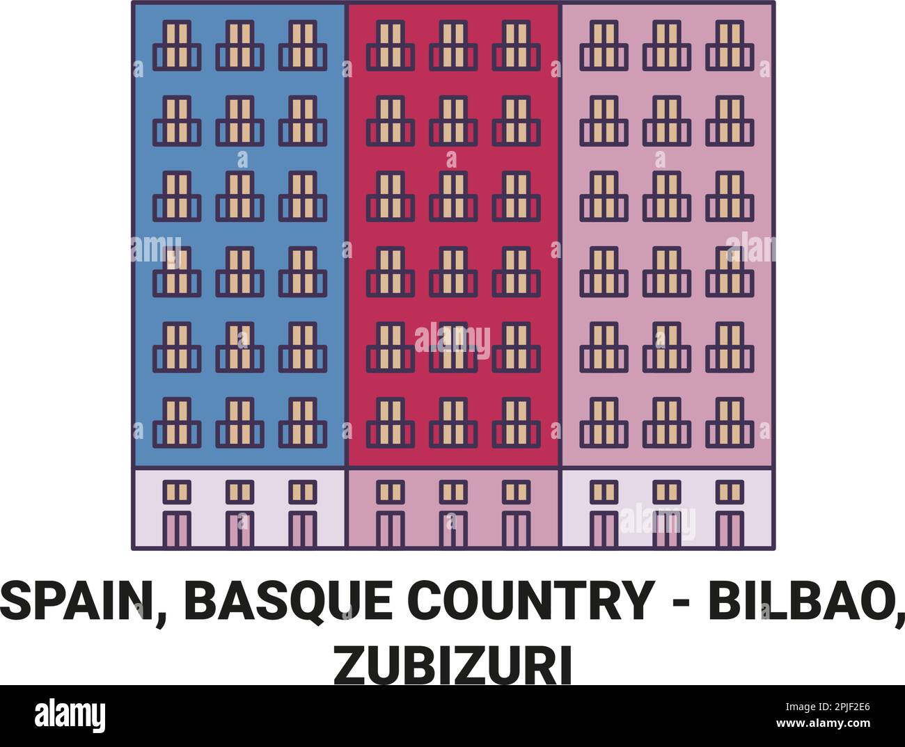 Spain, Basque Country Bilbao, Zubizuri travel landmark vector ...