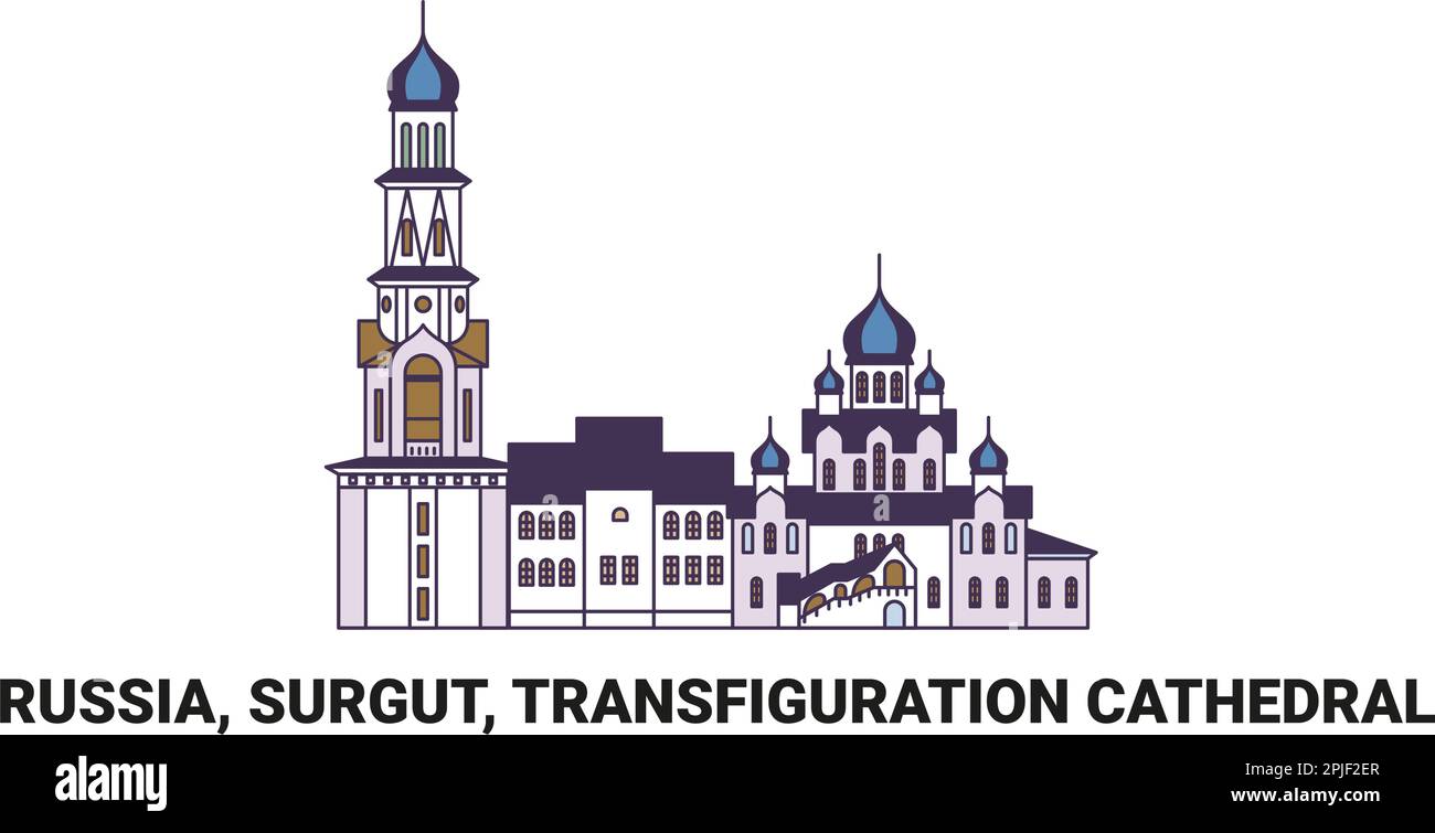 Russia, Surgut, Transfiguration Cathedral , travel landmark vector ...