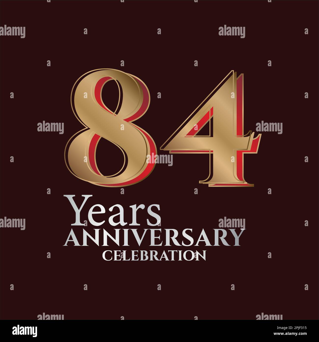 84th Years Anniversary Logo Gold and red Colour isolated on elegant ...