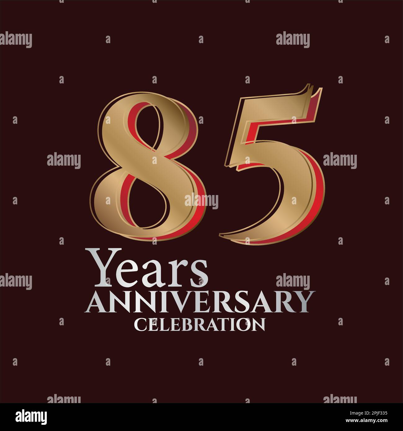 85th Years Anniversary Logo Gold and red Colour isolated on elegant ...