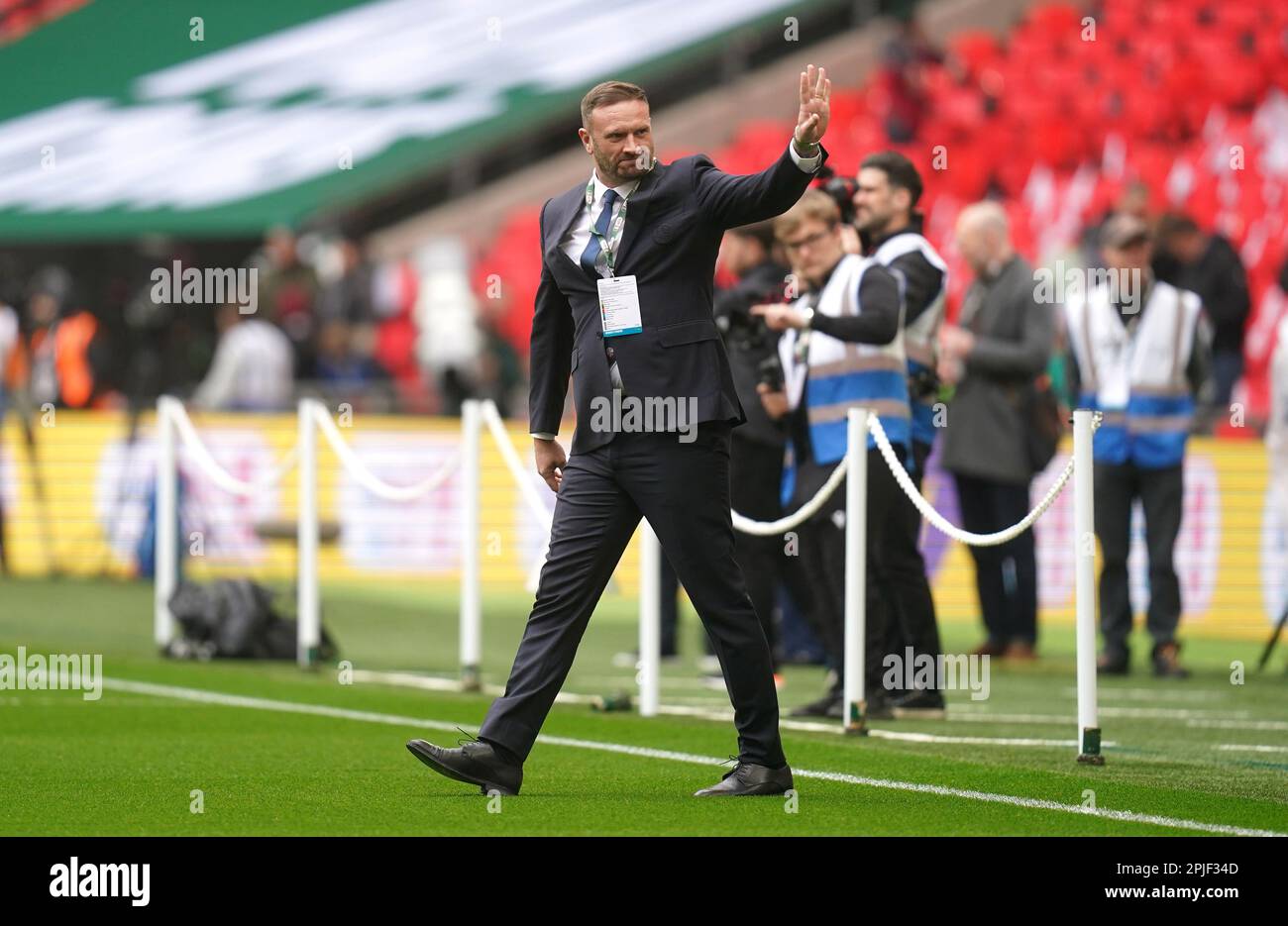 Bolton Wanderers manager Ian Evatt walks the pitch prior to the Papa ...