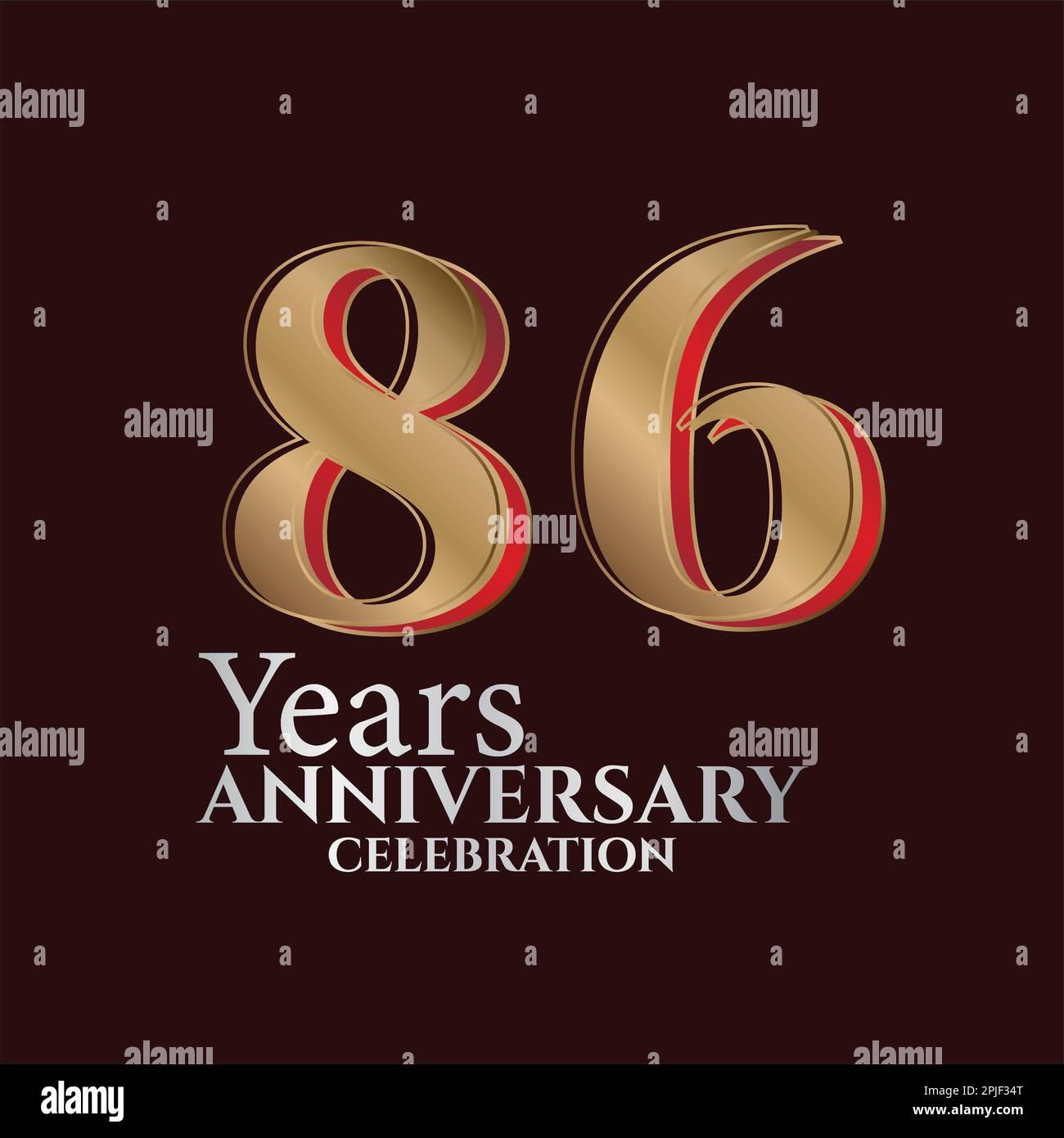 86th Years Anniversary Logo Gold and red Colour isolated on elegant ...