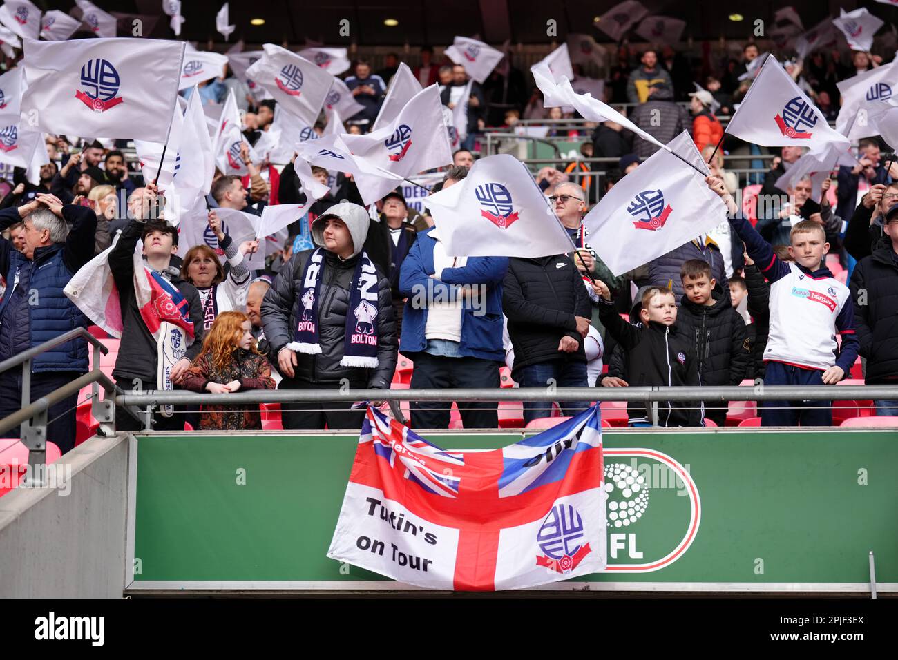 Bolton Wanderers fans show their support in the stands prior to the ...