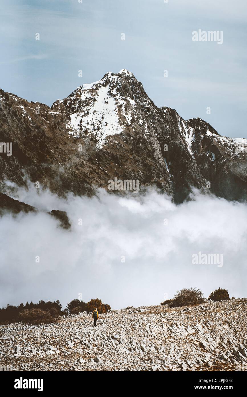 Mountain peak Llogara park in Albania traveler hiking outdoor travel ...