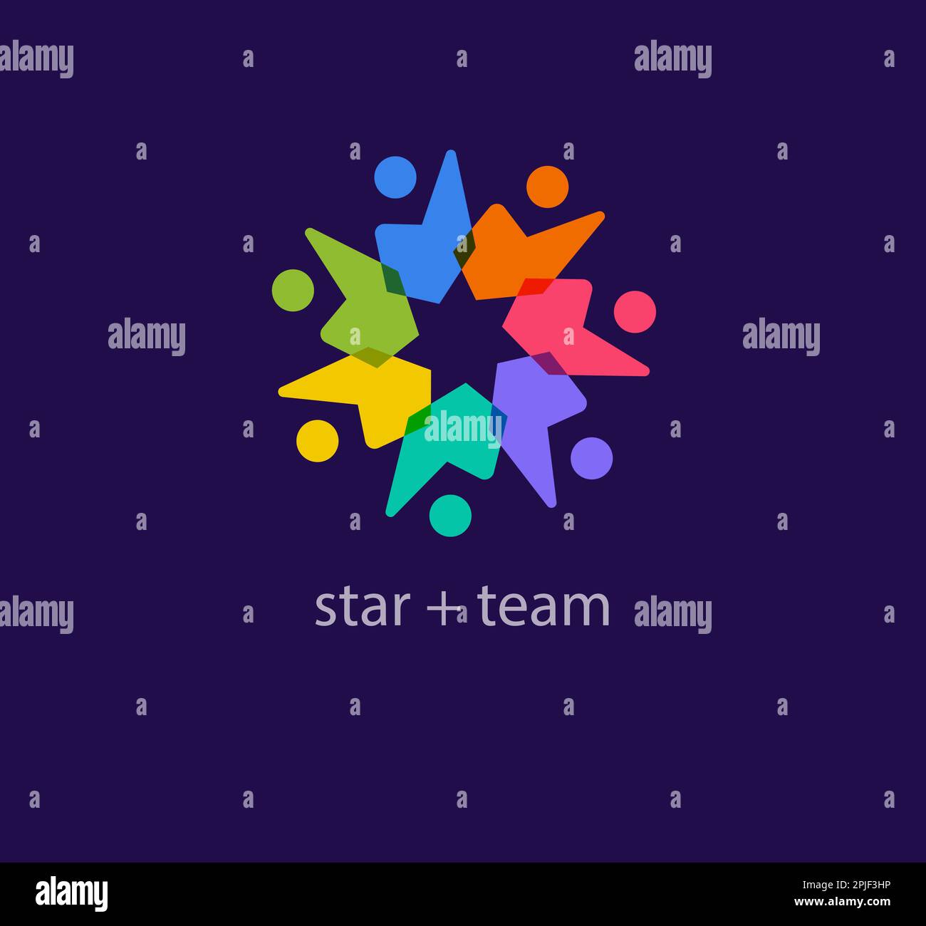 Unique star and connected people logo. Modern color transitions. Star ...