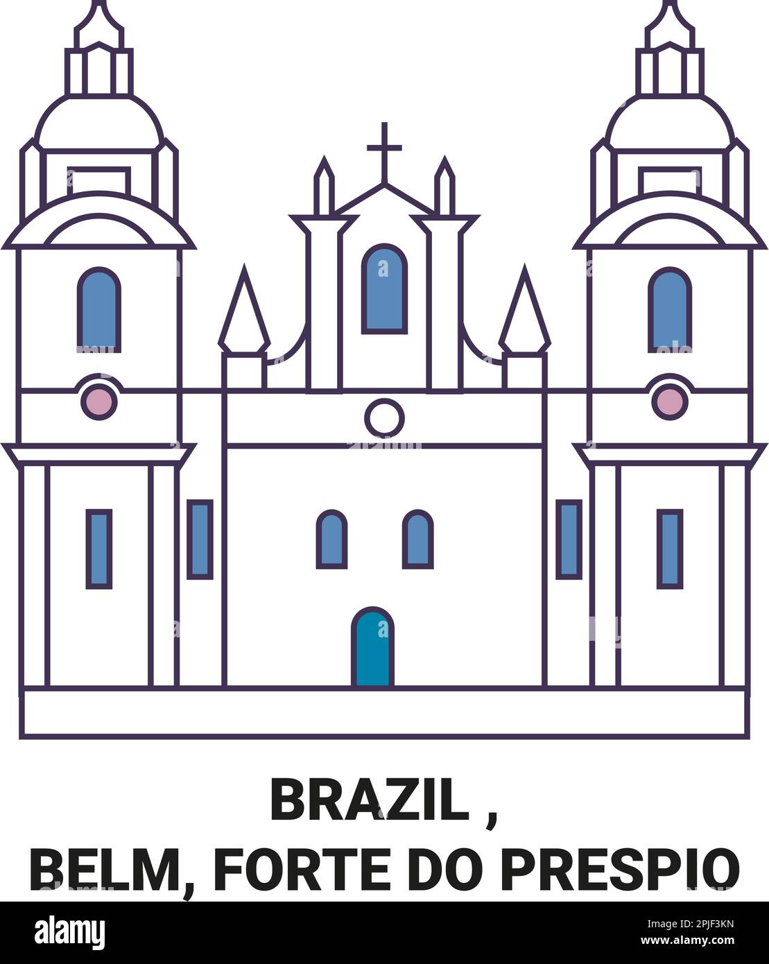 Brazil , Belm, Forte Do Prespio travel landmark vector illustration ...