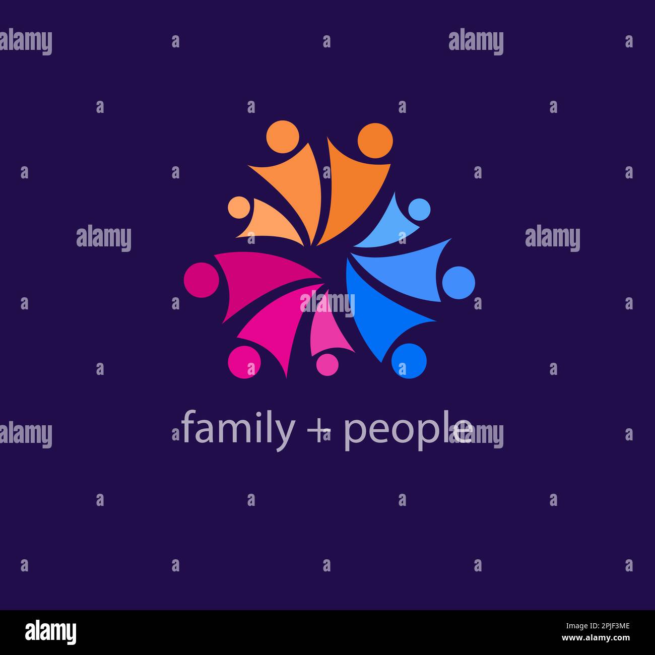 Family support and social unity logo. Unique color transitions. people ...