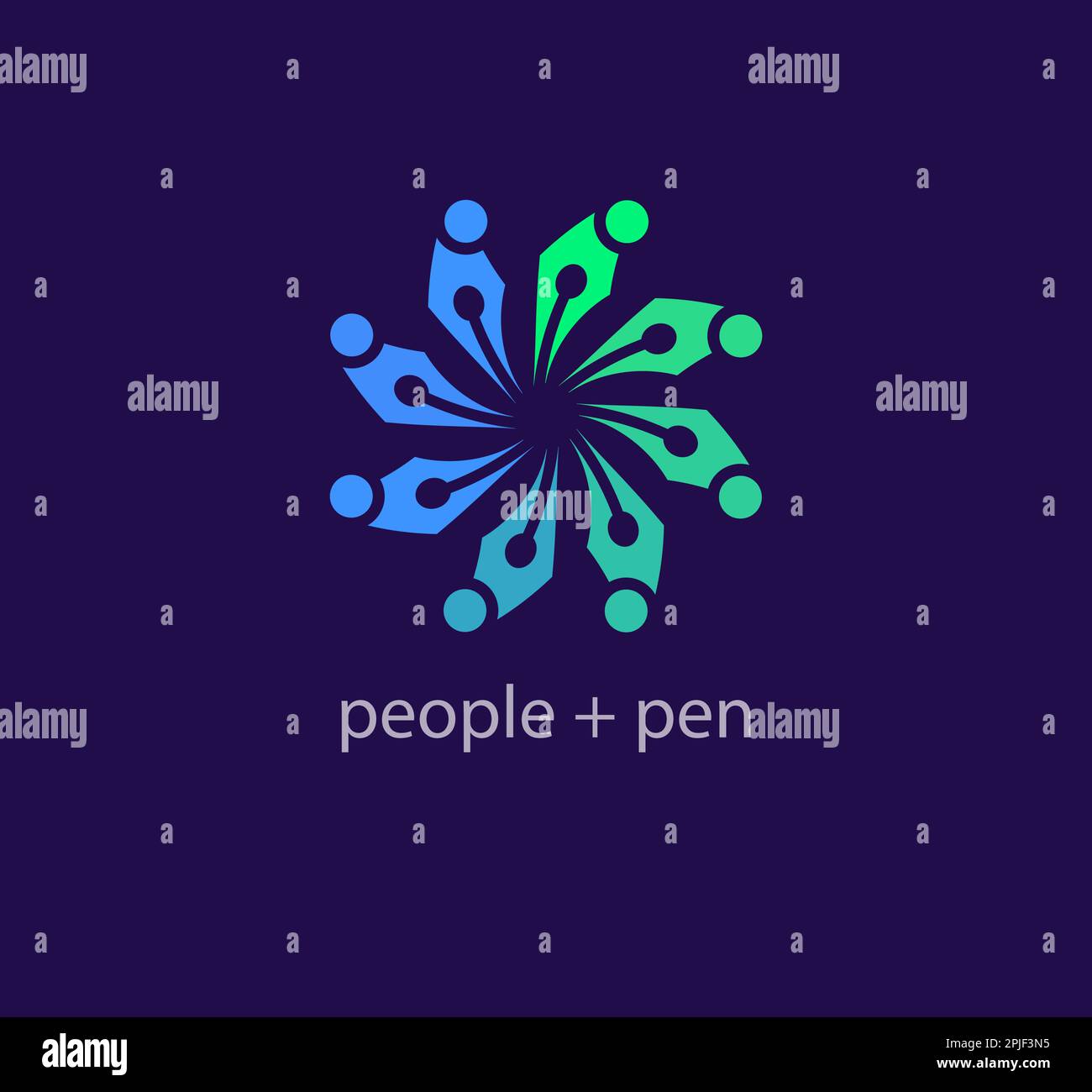 Spinning Pen men modern logo. Unique color transitions. Pen loop logo ...