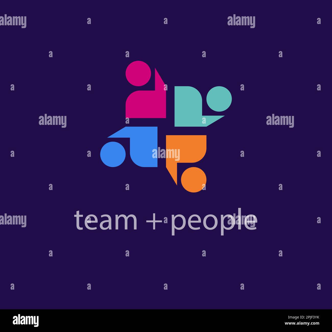 Continuous teamwork and people raising hands, solidarity idea logo ...
