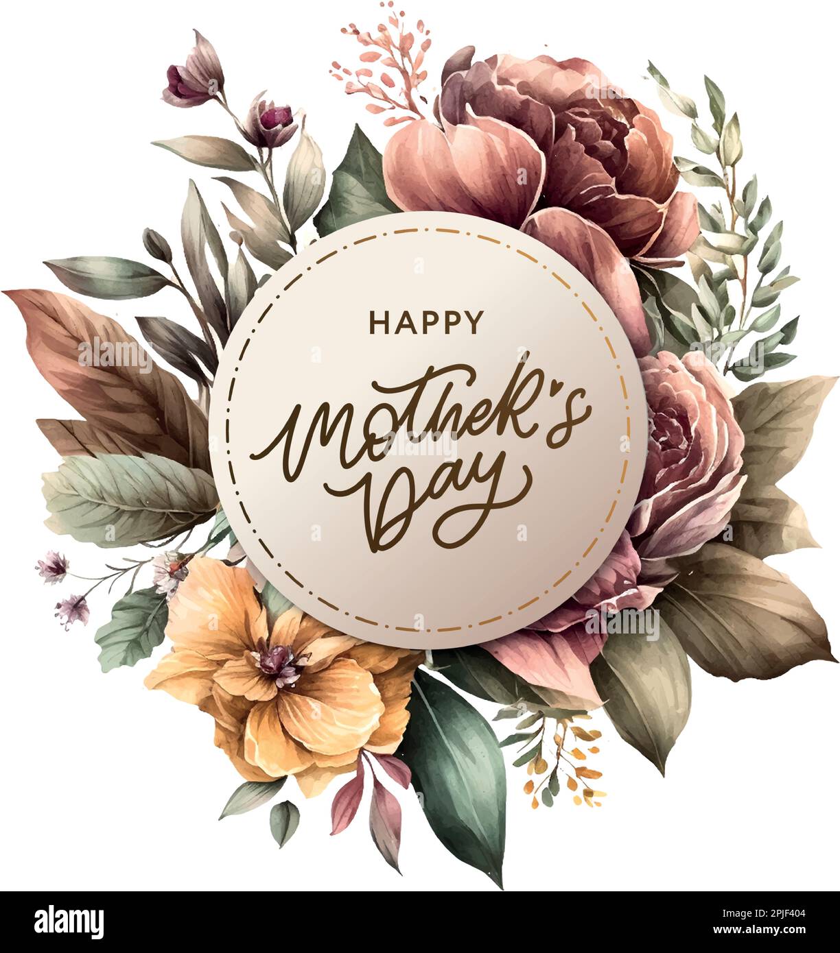 Happy Mother's Day Watercolor frame with vintage flowers for the ...