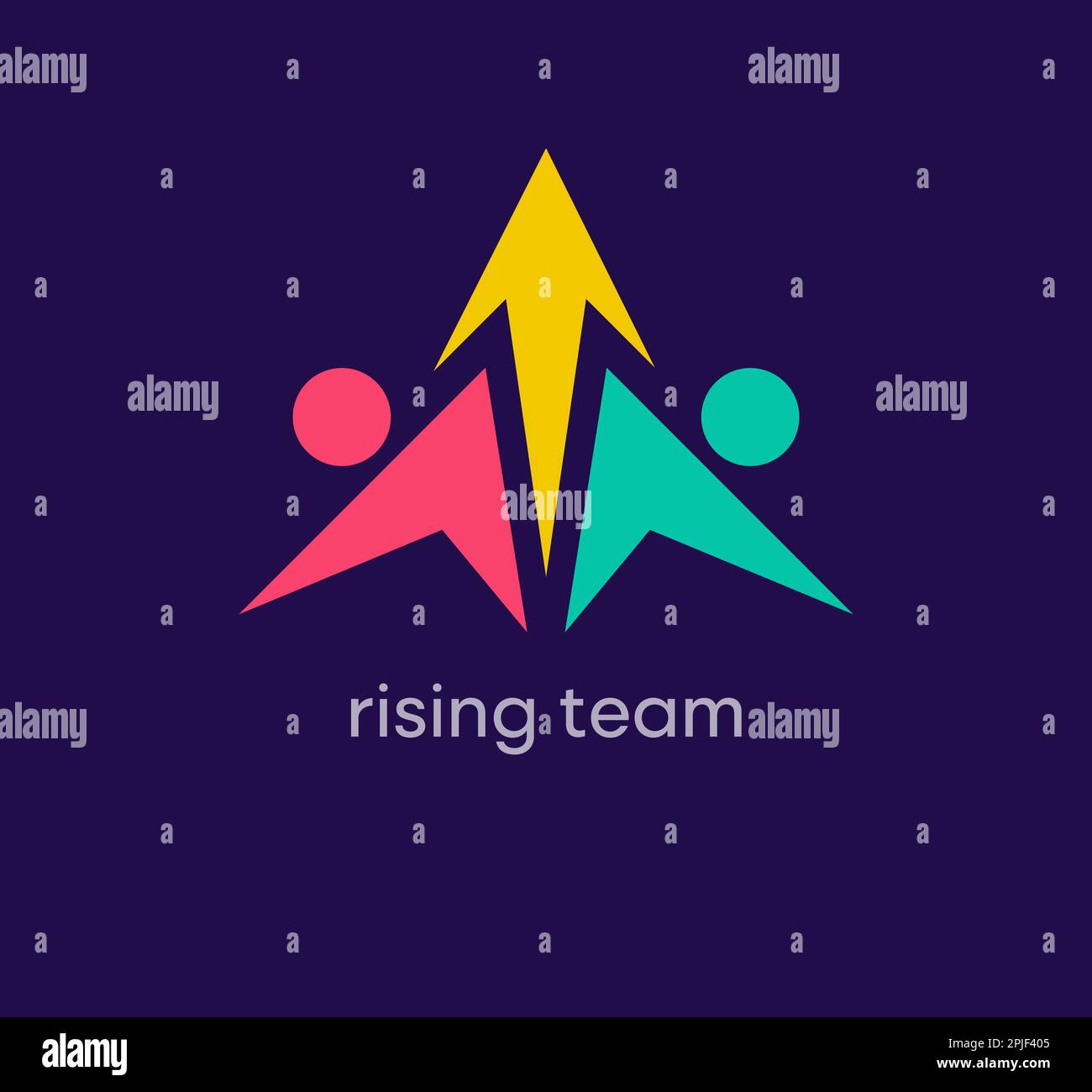 Rising team and arrow logo. Unique design color transitions. Team logo ...
