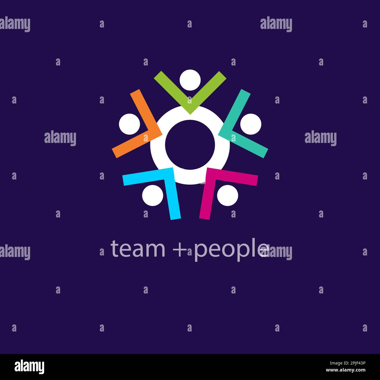 Continuous teamwork and people raising hands, unity idea logo. Unique ...