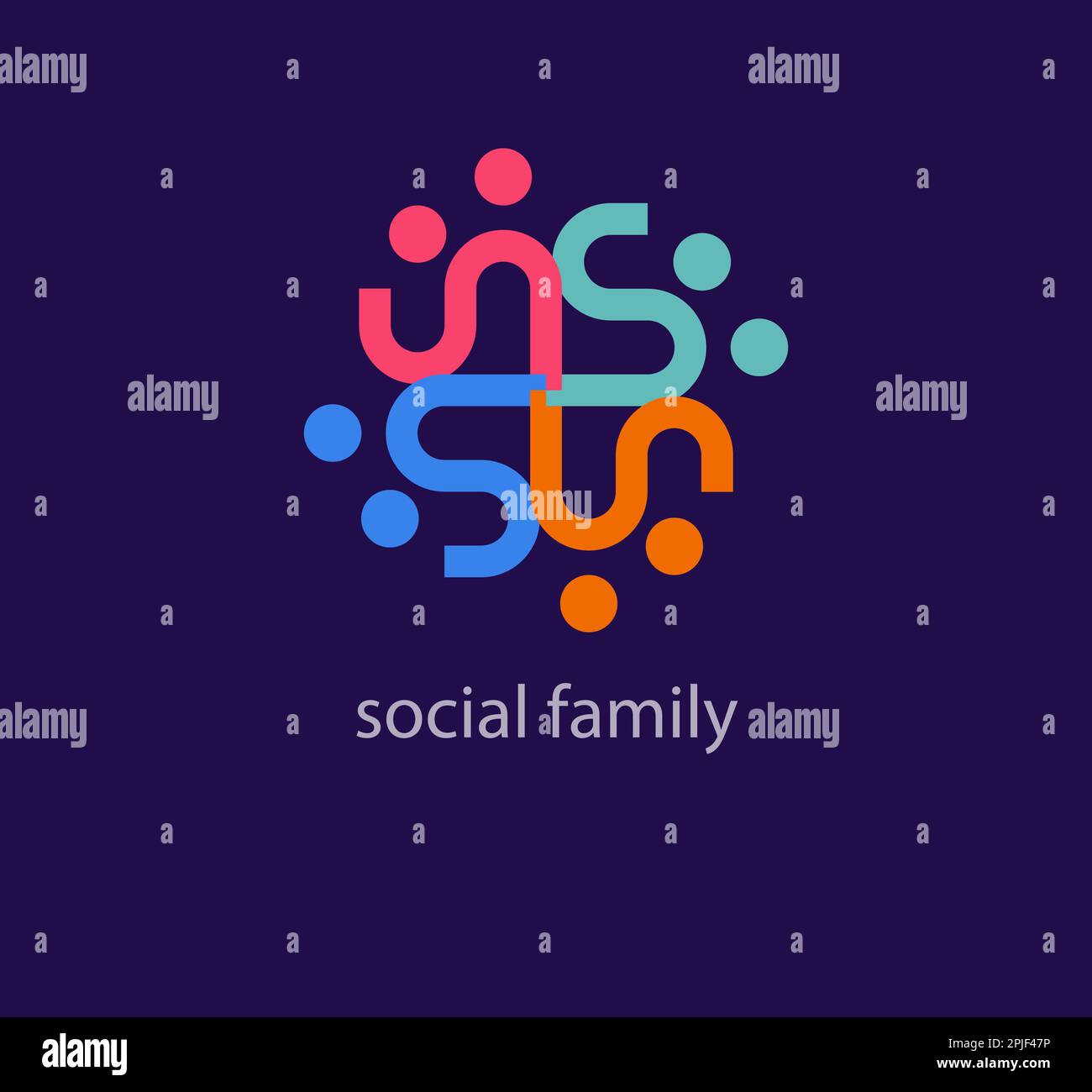 Unique social family logo. Modern color transitions. Linear family ...