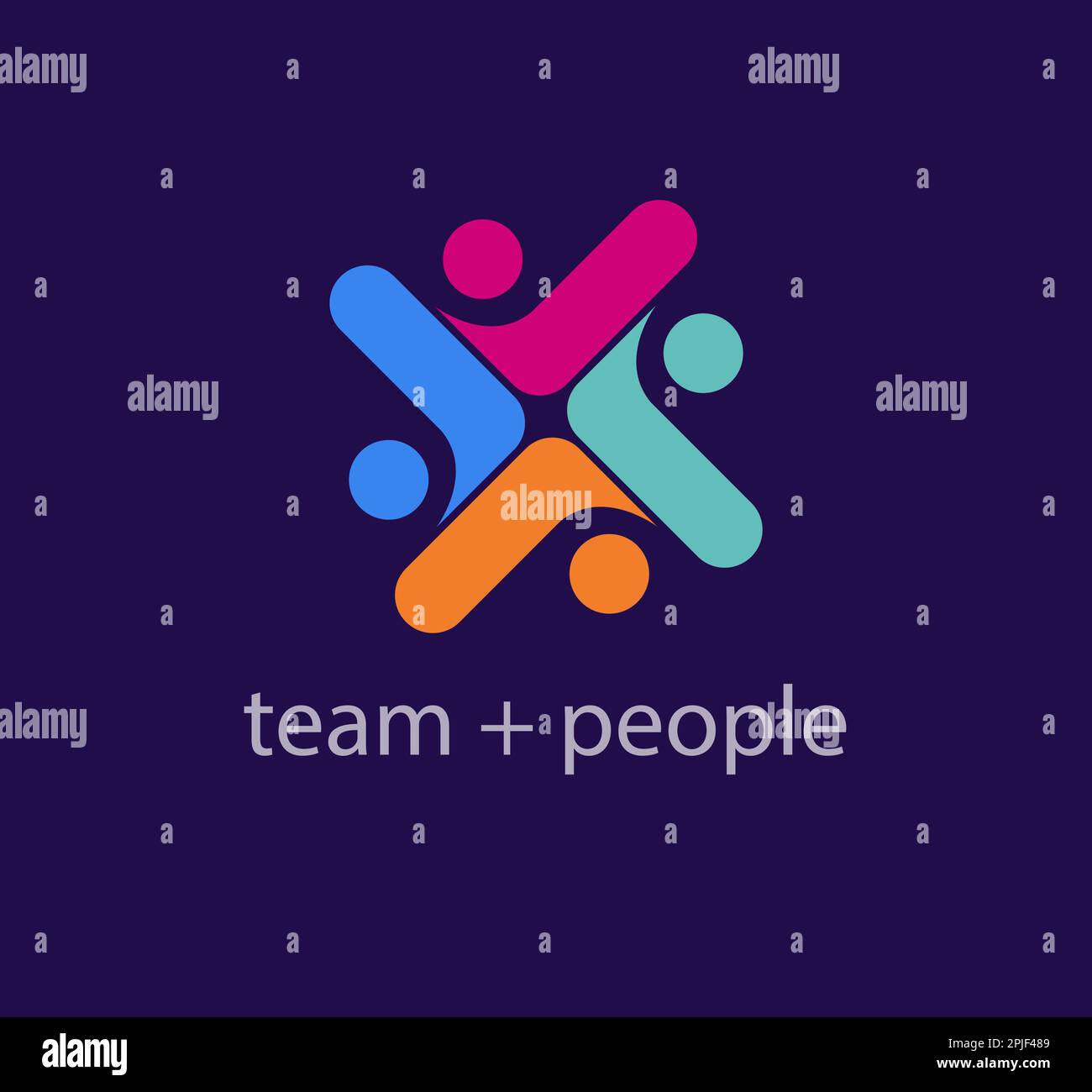 Teamwork and people raising hands, idea of solidarity, modern logo ...