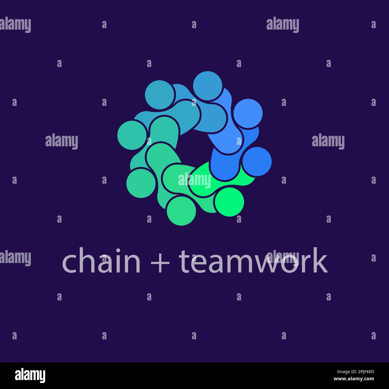 Technology link chain and teamwork logo. Unique color transitions ...