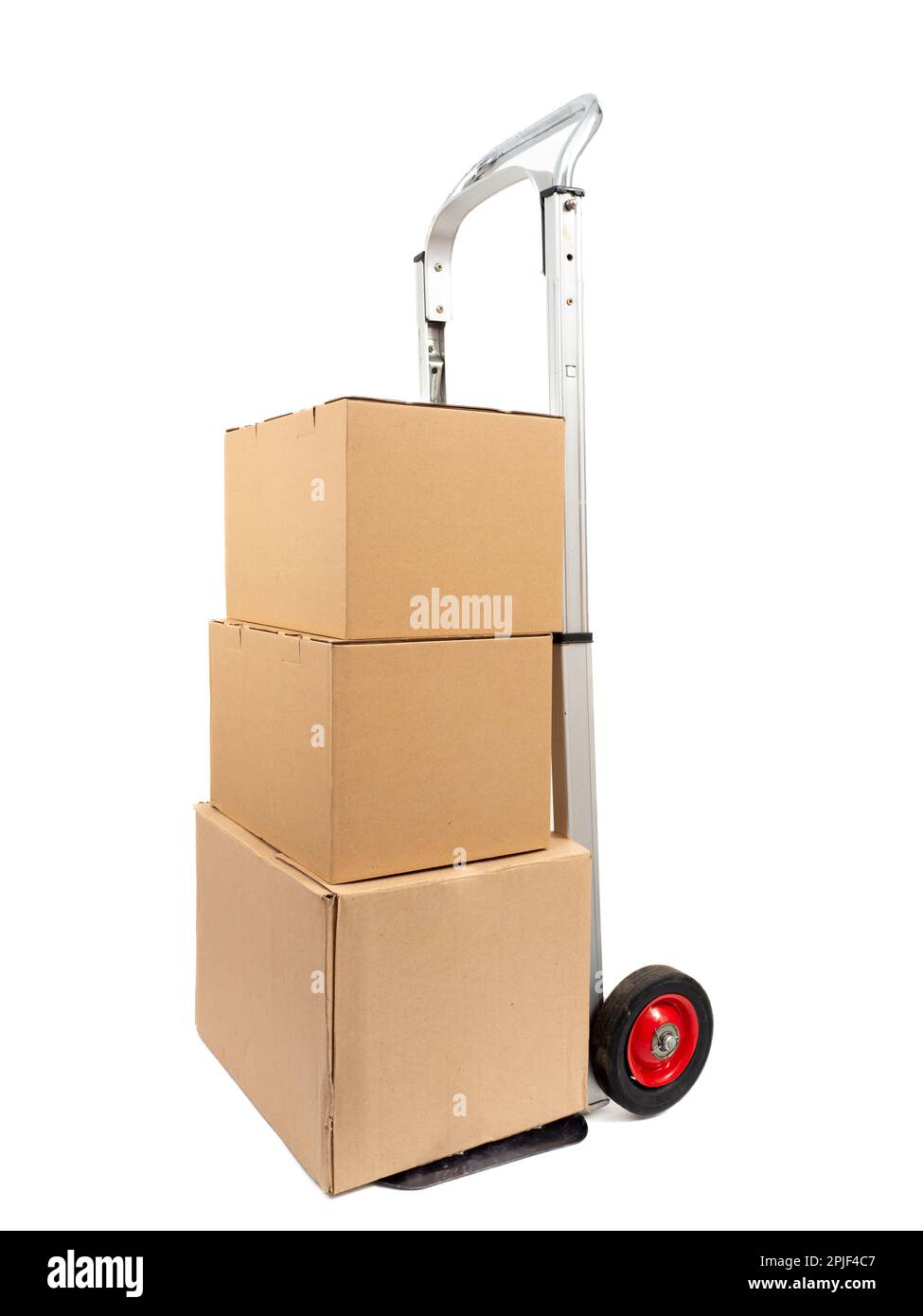 Cardboard boxes with a trolley on a white background, cardboard boxes ...