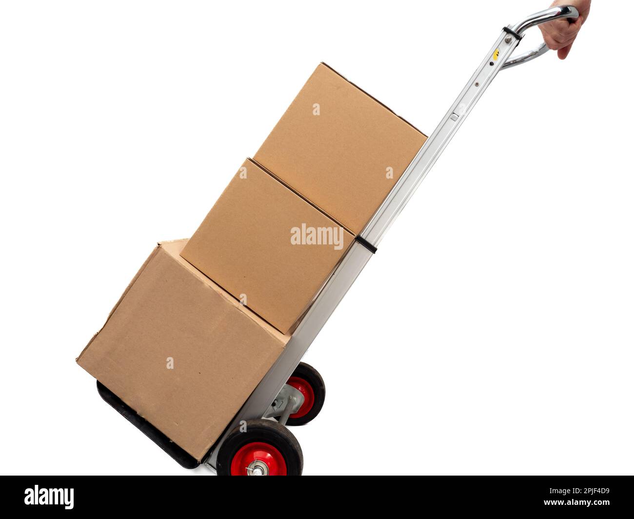 Cardboard boxes with a trolley on a white background, cardboard boxes ...