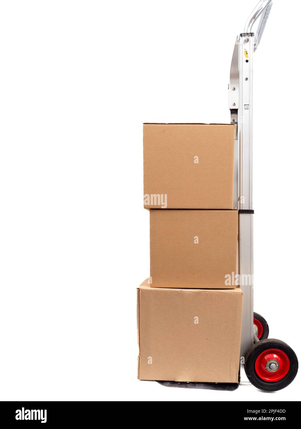 Cardboard boxes with a trolley on a white background, cardboard boxes ...