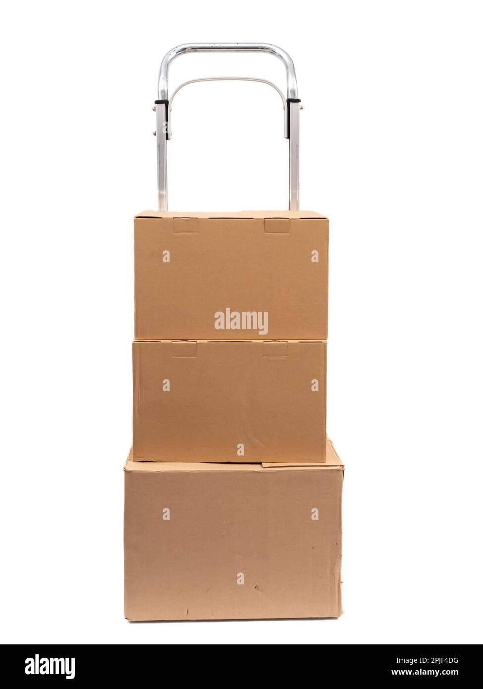 Cardboard boxes with a trolley on a white background, cardboard boxes ...