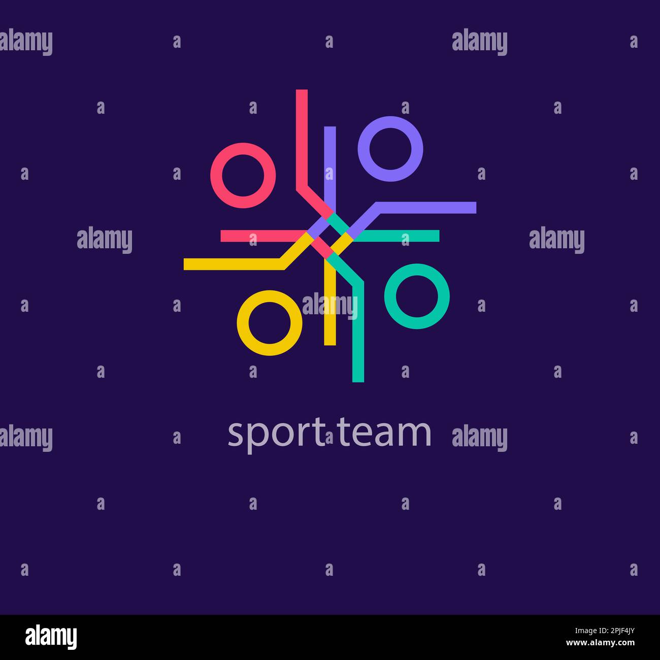 Unique linear sport people logo. Modern color transitions. Sport event ...