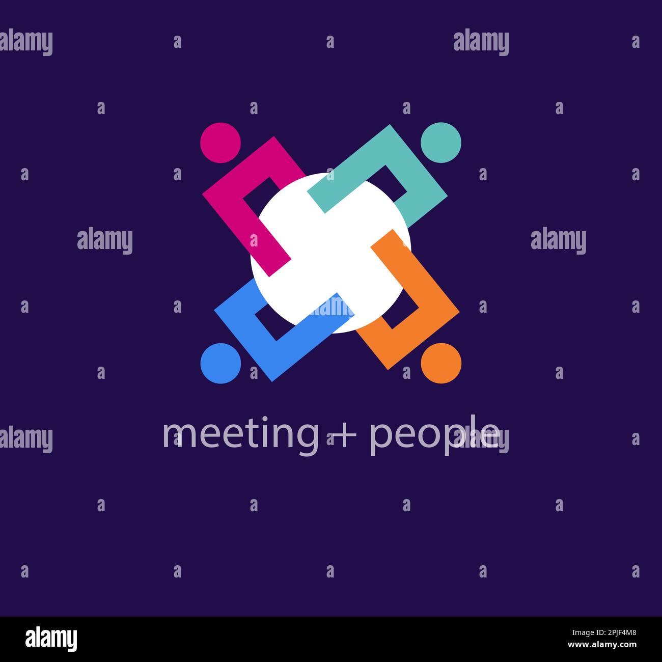 Modern meeting logotype. Unique color transitions. People gathered ...