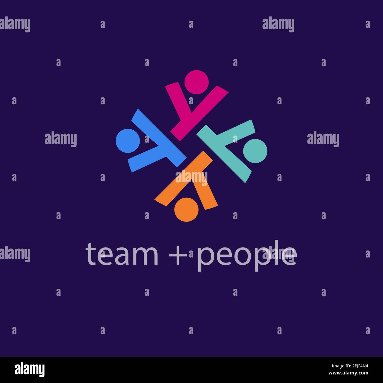 Continuous teamwork and people raising hands, solidarity idea logo ...