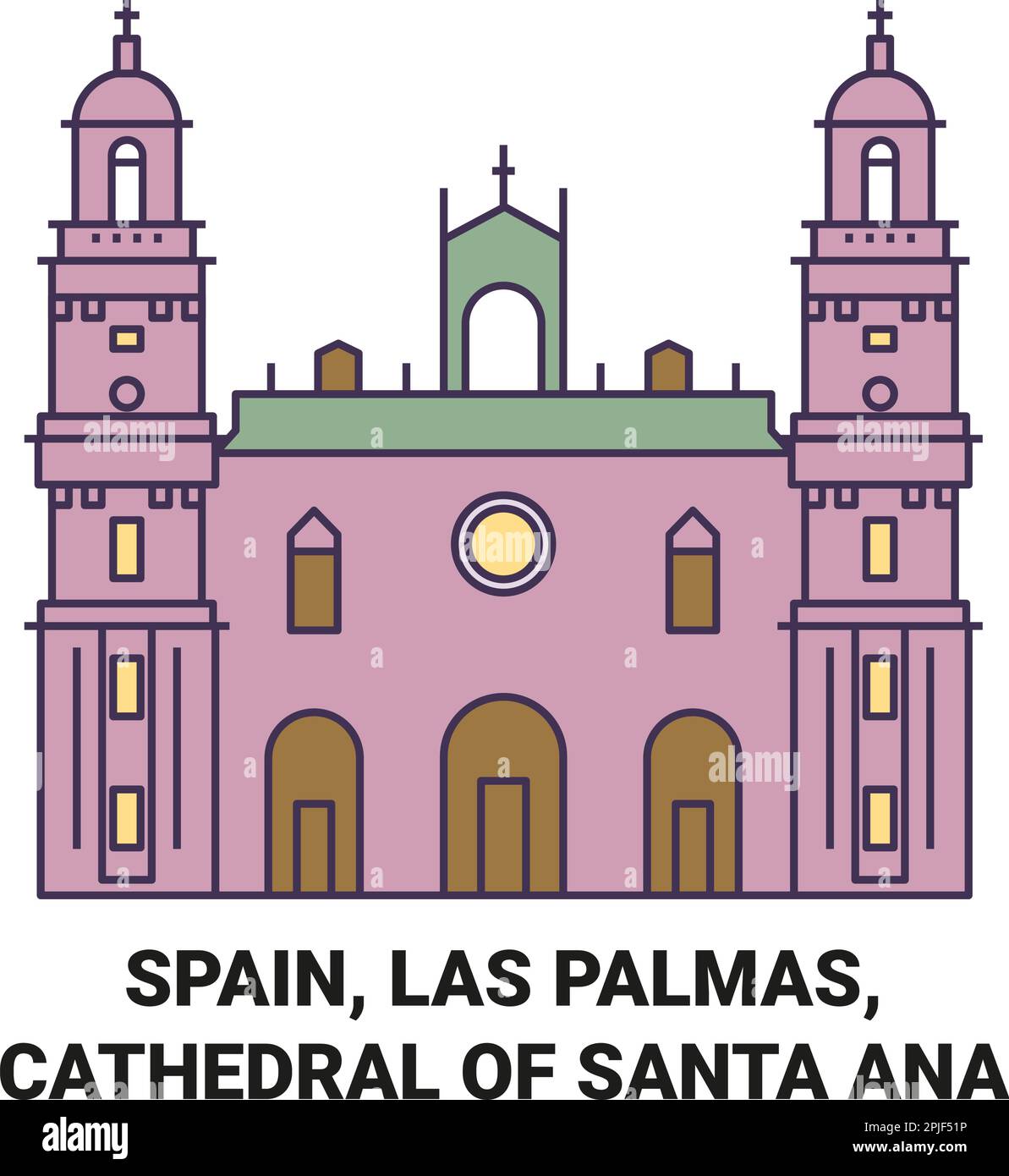 Spain, Las Palmas, Cathedral Of Santa Ana travel landmark vector ...