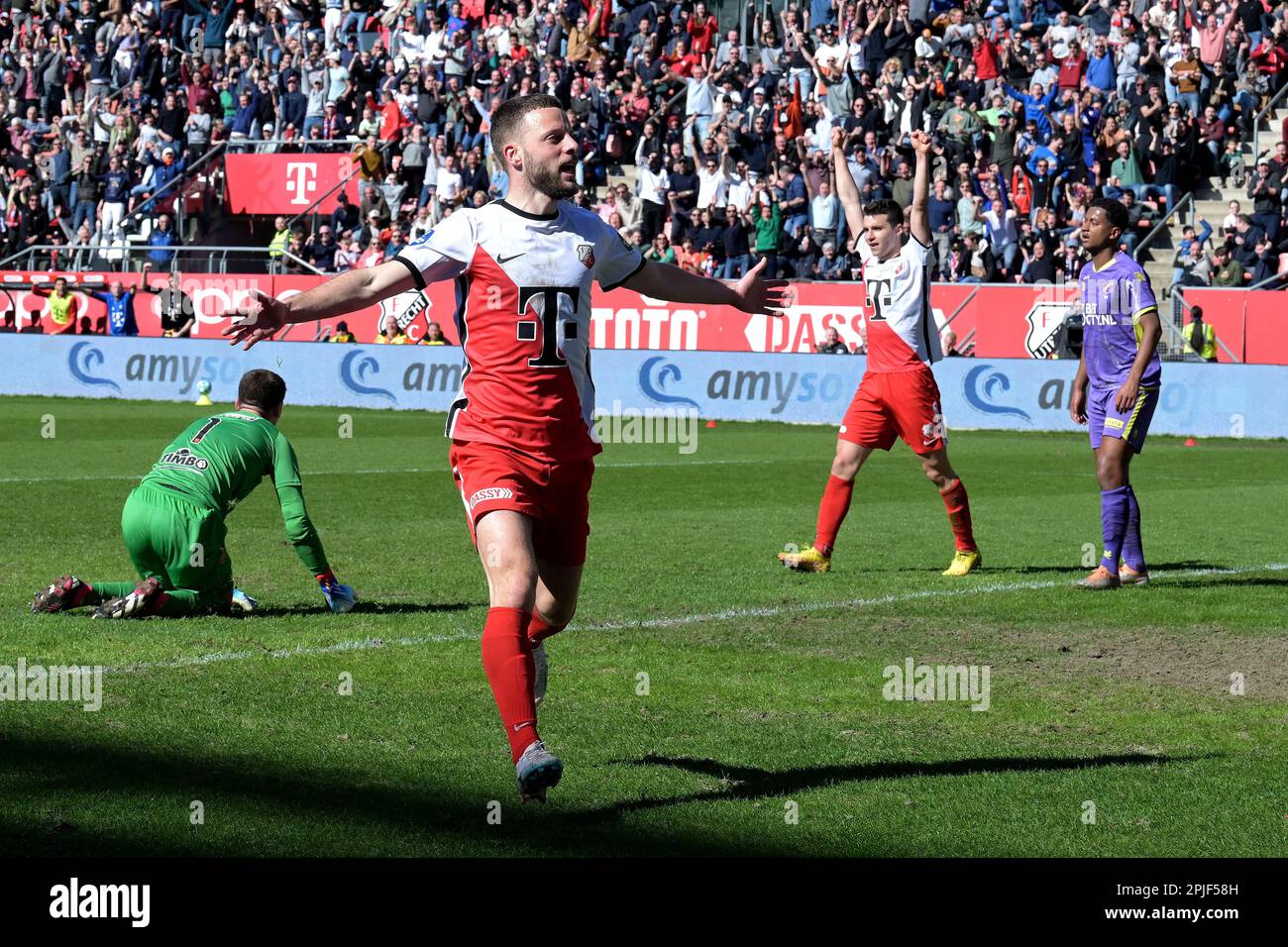 UTRECHT - Bart Ramselaar of FC Utrecht celebrates a disallowed goal ...