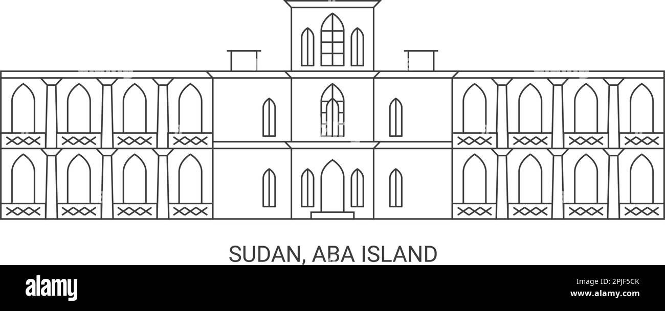 Sudan, Aba Island, travel landmark vector illustration Stock Vector ...