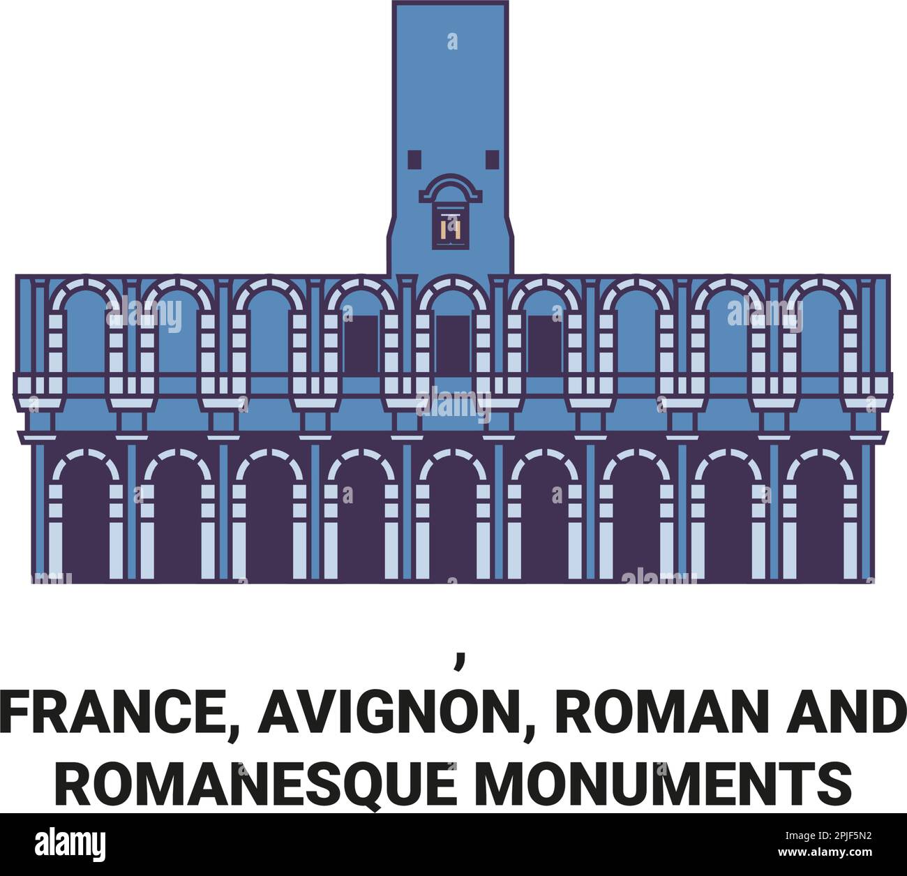 France, Avignon, Roman And Romanesque Monuments travel landmark vector ...
