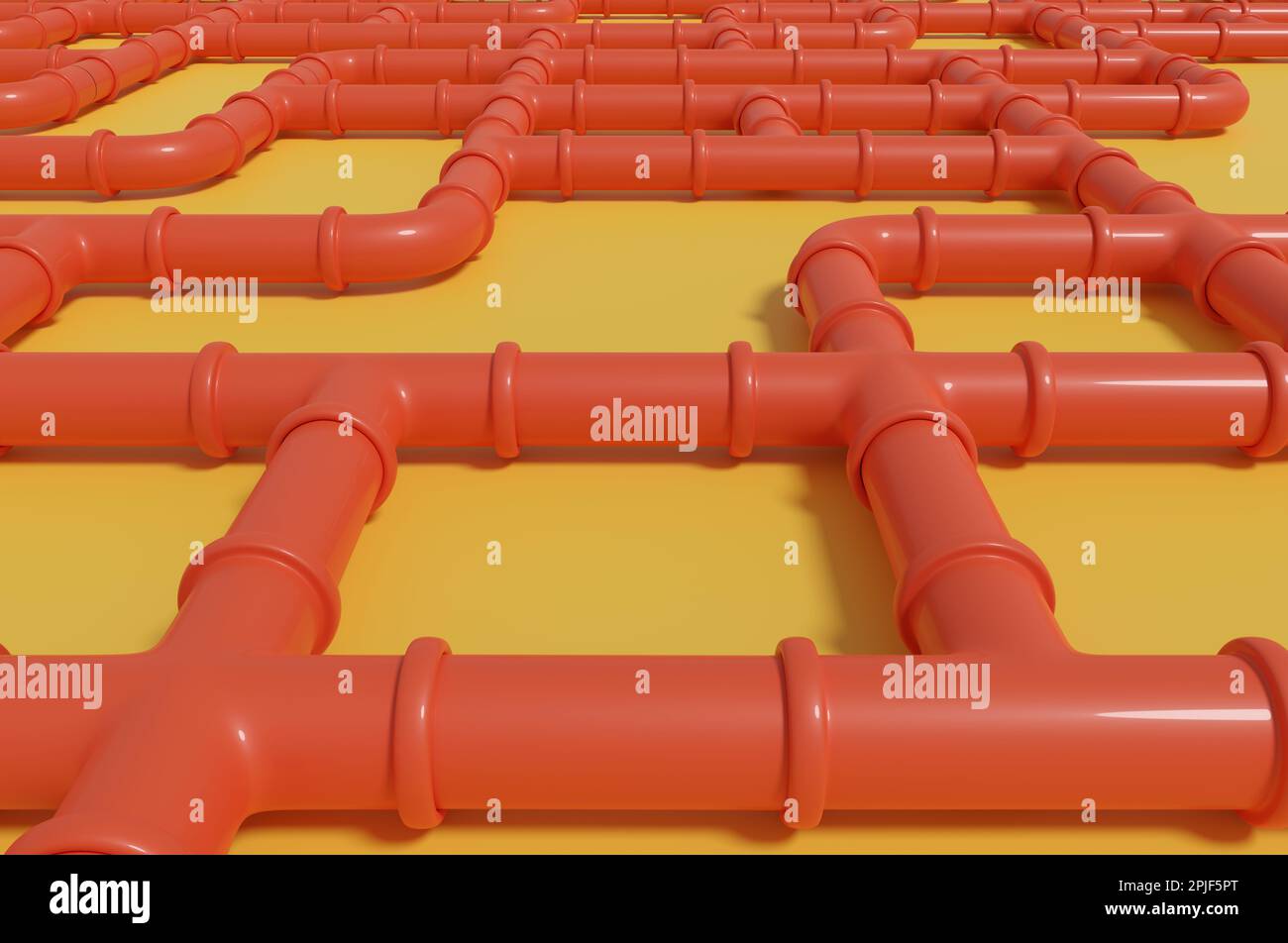 Red pipes on yellow background. 3d illustration Stock Photo - Alamy