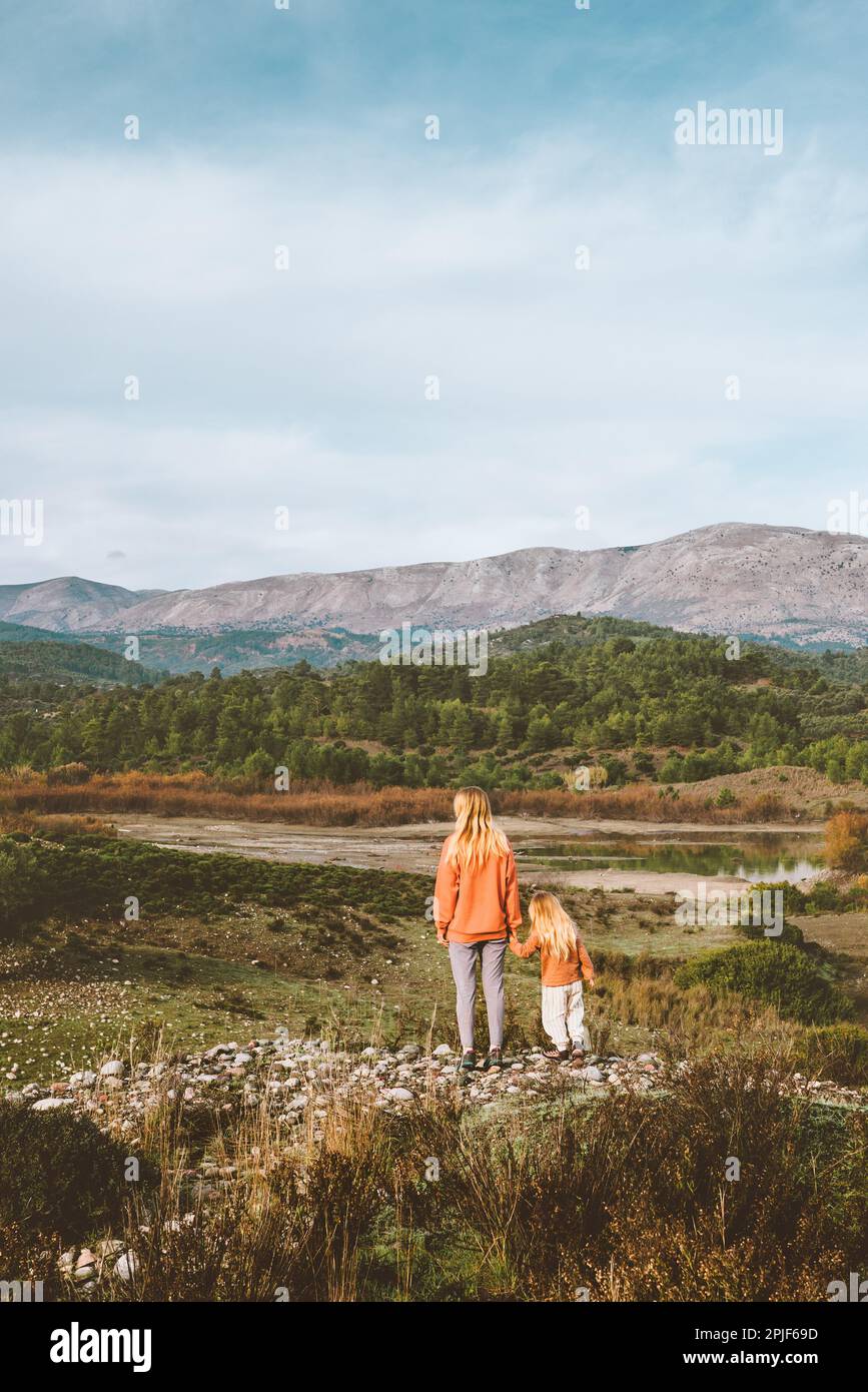 Mother and child walking outdoor explore Rhodes island nature family ...