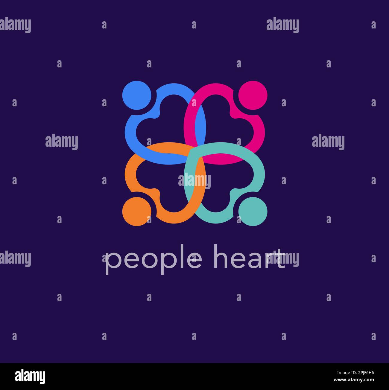 Intertwining Heart family logo. Unique color transitions. people logo ...