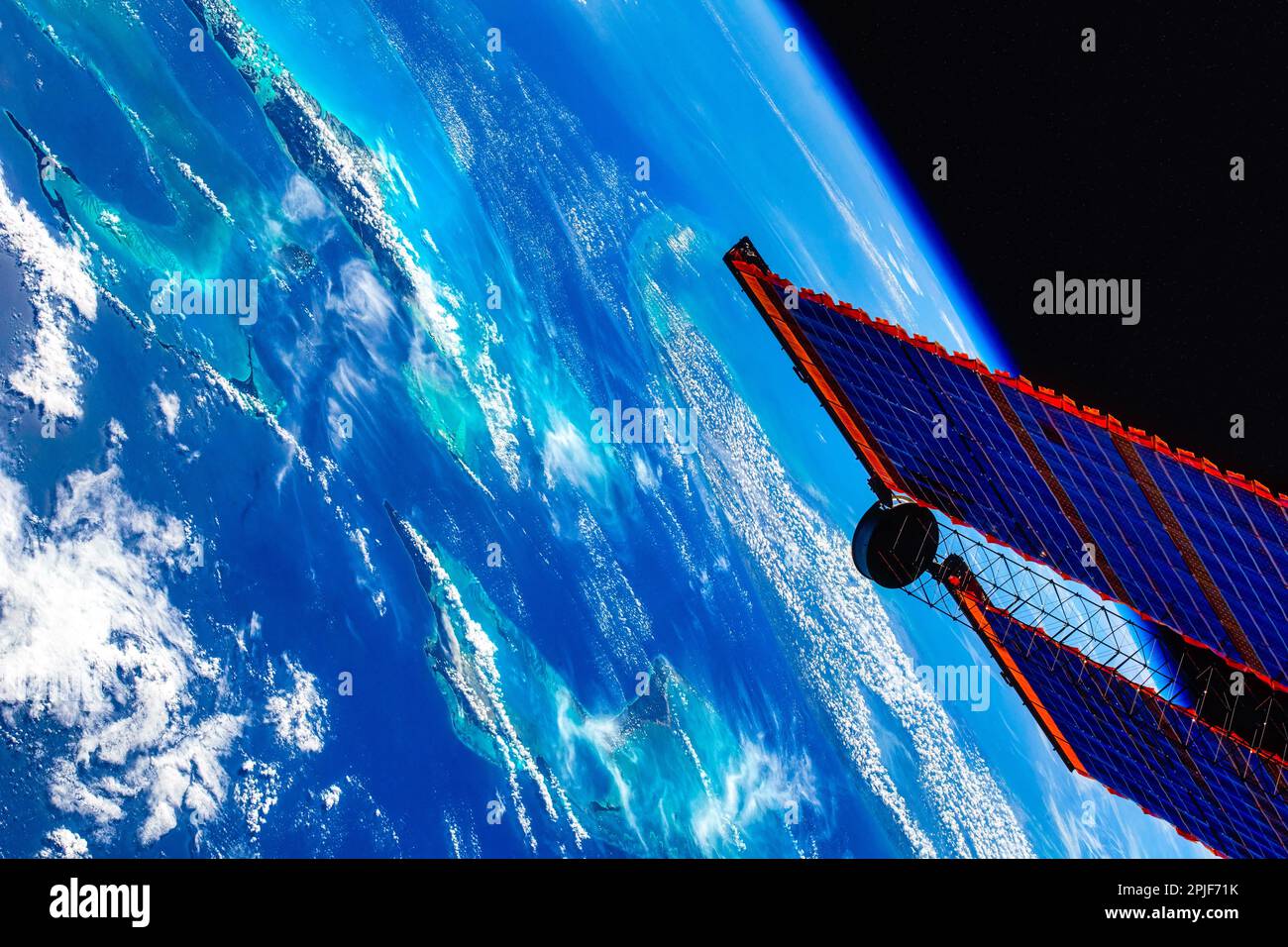 Bahamas' turquoise waters. Digital enhancement of an image by NASA ...