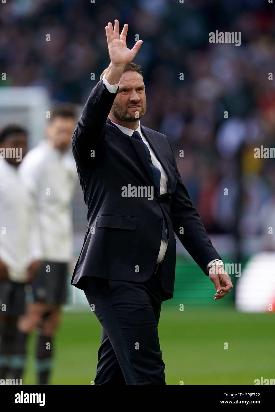 Bolton Wanderers Manager, Ian Evatt, waves at fans ahead of the Papa ...