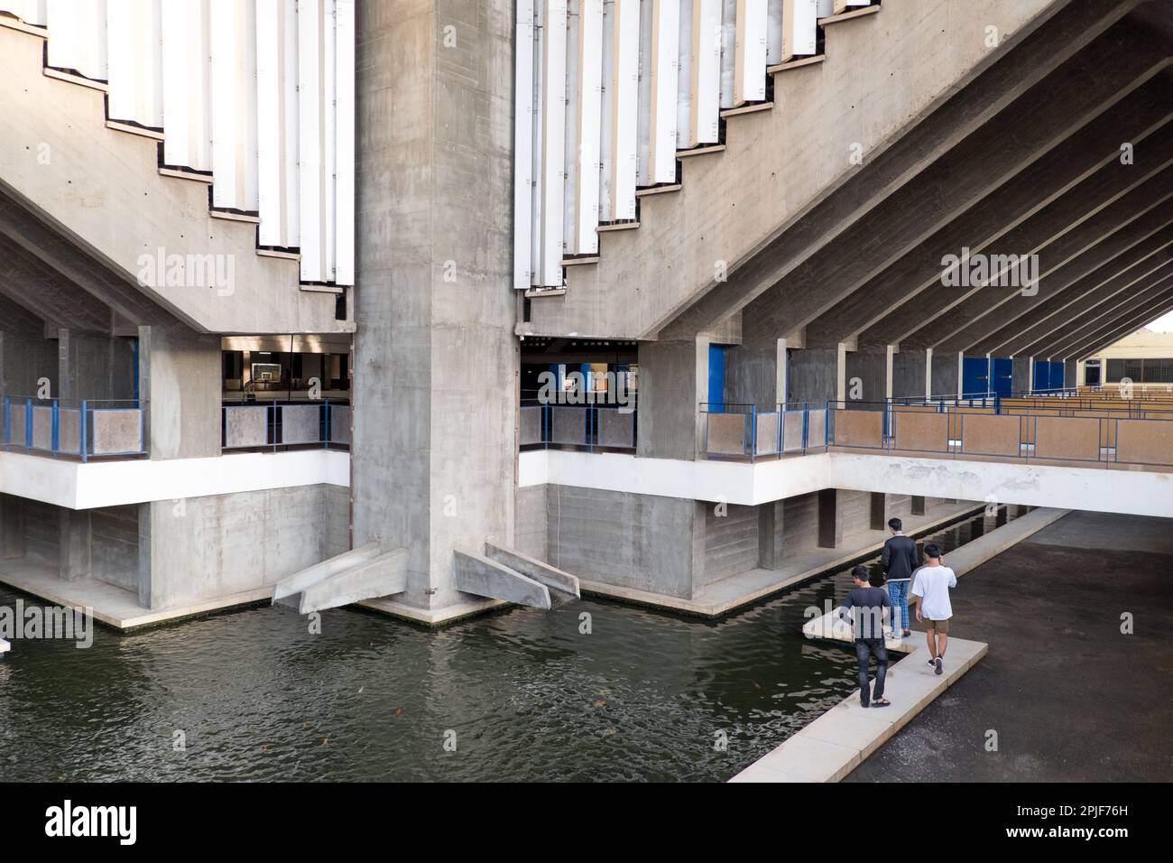 Exterior detail of the National Olympic Stadium in Phnom Penh. Vann ...