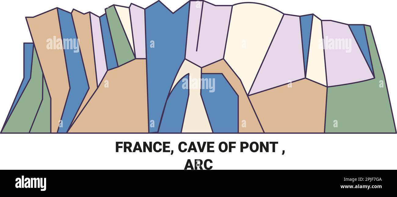 France, Cave Of Pont D, Arc travel landmark vector illustration Stock ...