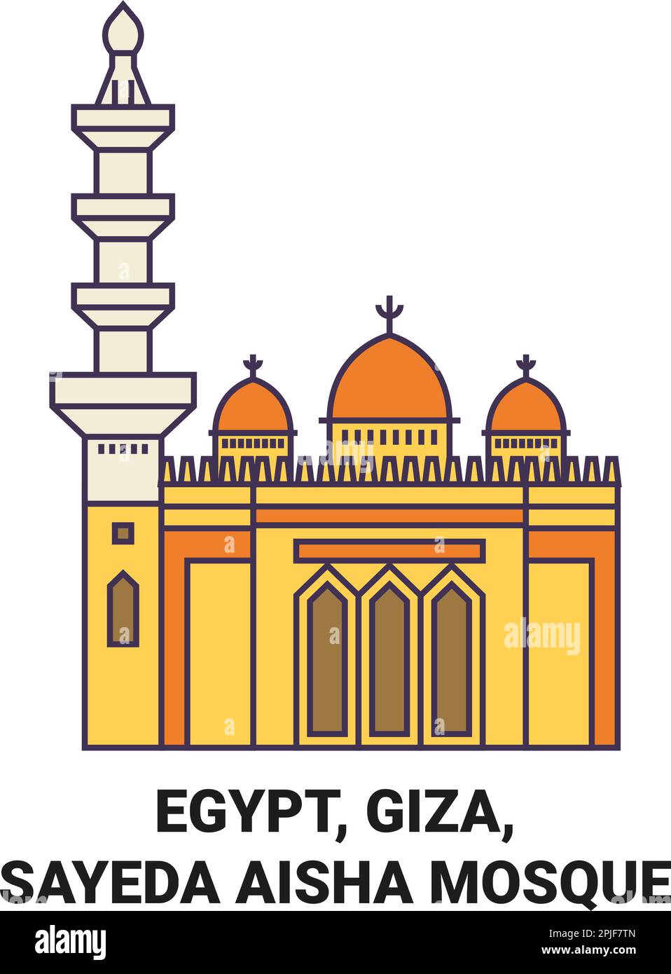 Egypt, Giza, Sayeda Aisha Mosque travel landmark vector illustration ...